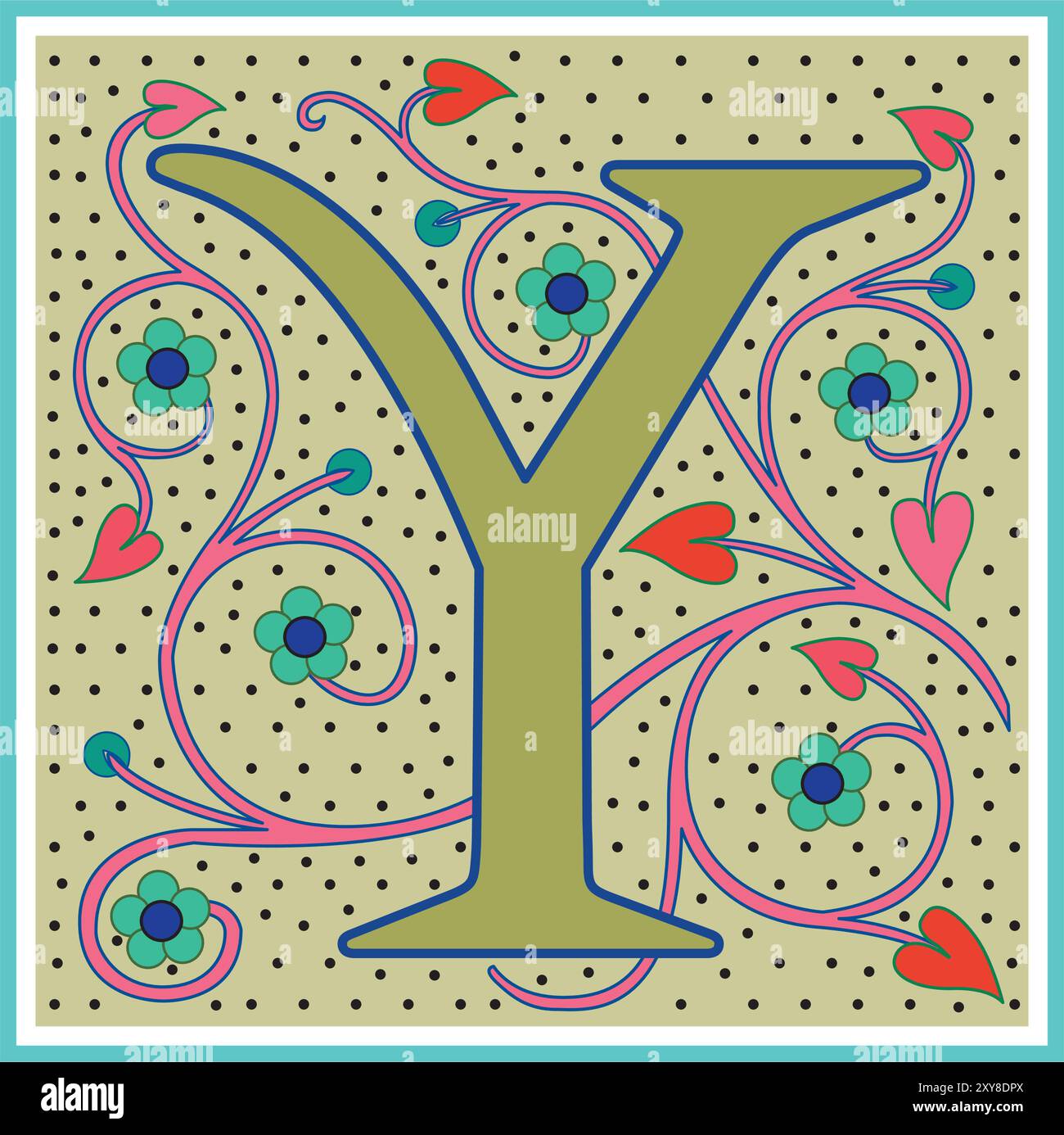 Art Nabel Initial Caps Font Capital Letter Y vector design illustration ...