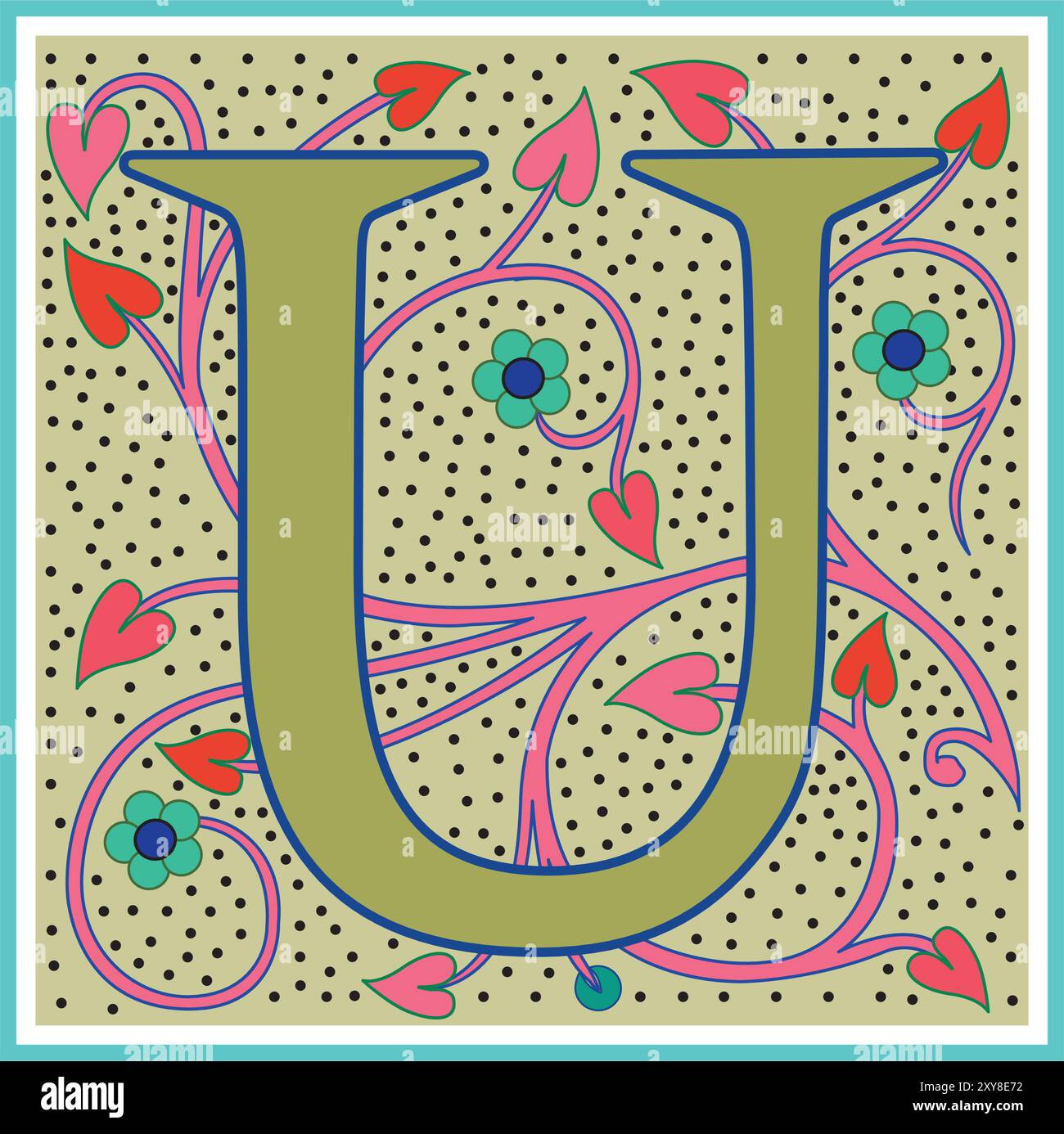 Art Nabel Initial Caps Font Capital Letter U vector design illustration ...