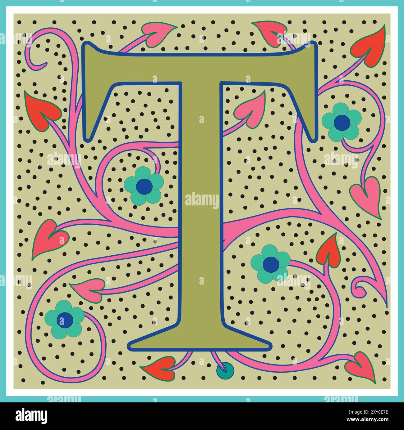 Art Nabel Initial Caps Font Capital Letter T vector design illustration ...