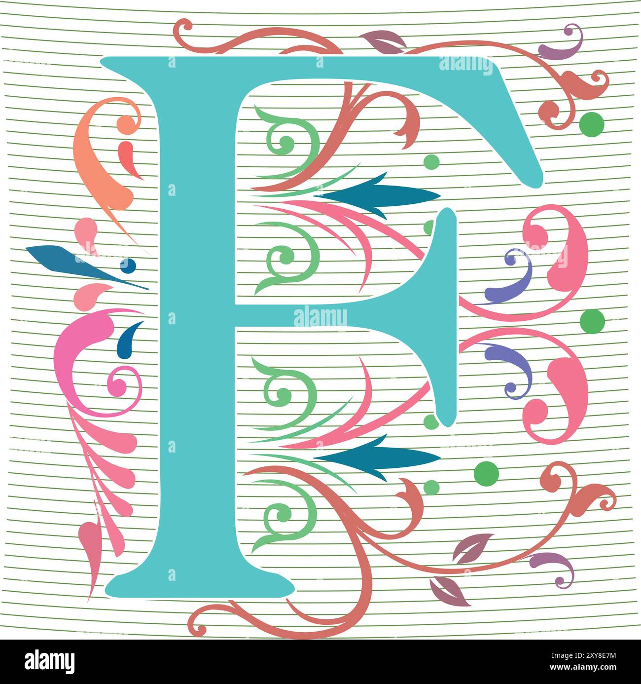 Art Regal Initial Caps Font Capital Letter F vector design illustration ...