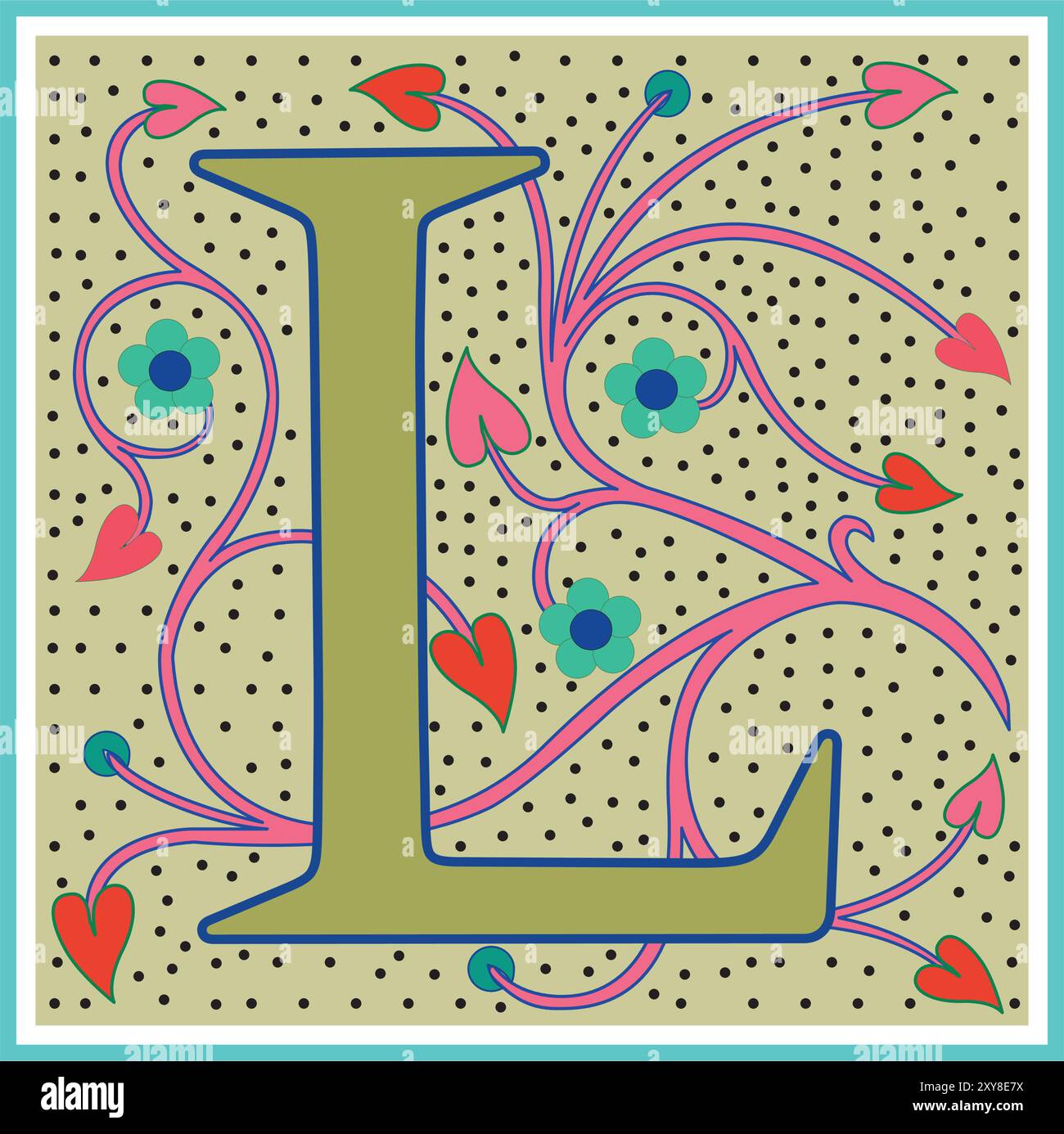 Art Nabel Initial Caps Font Capital Letter L vector design illustration ...