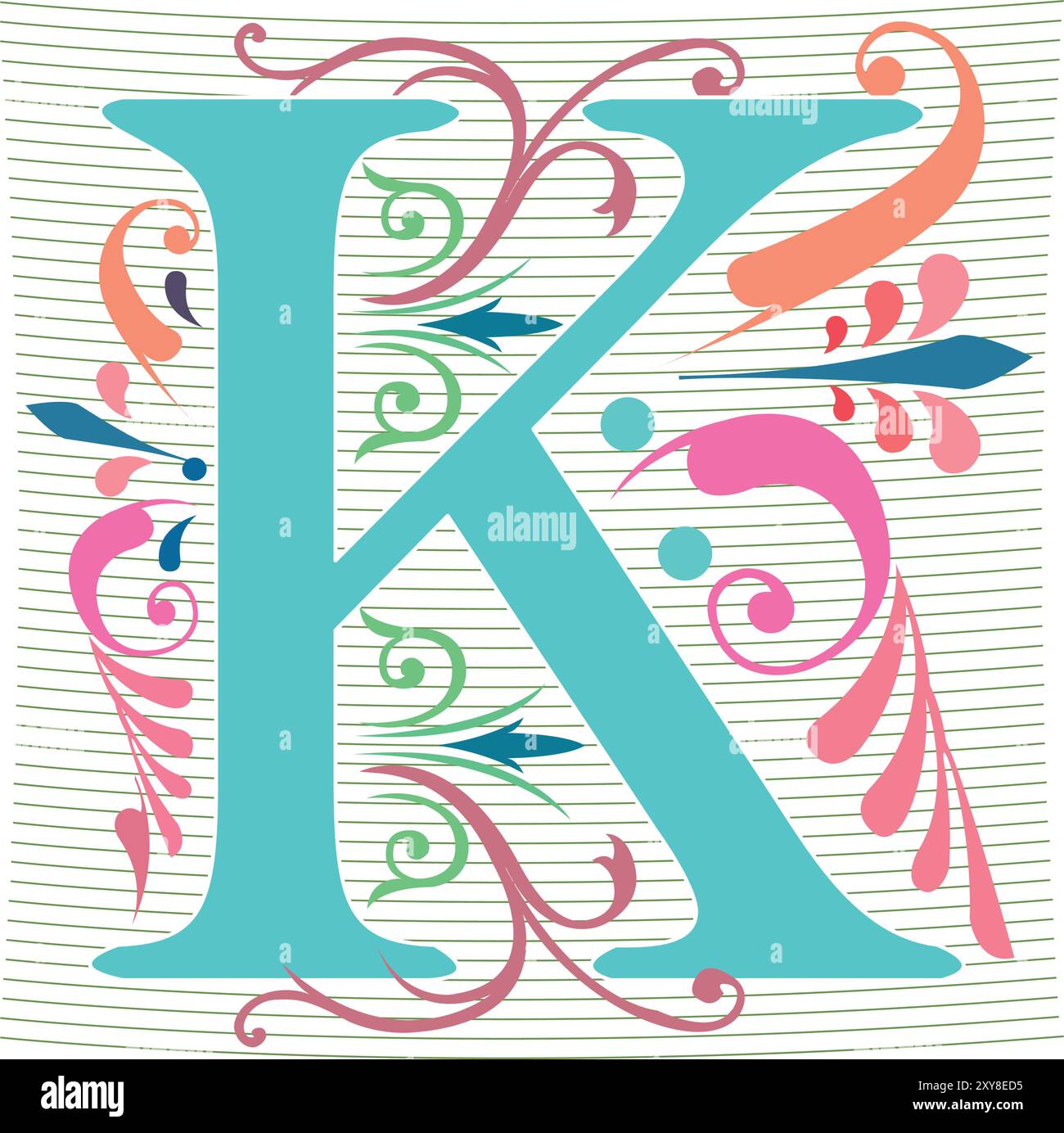 Art Regal Initial Caps Font Capital Letter K vector design illustration ...
