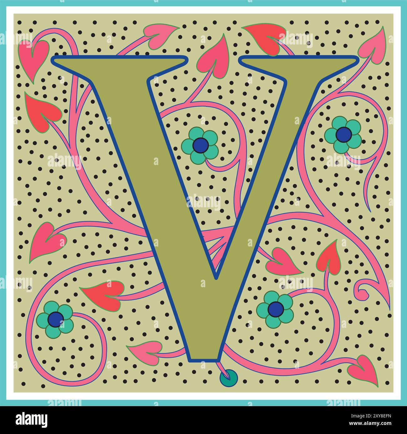 Art Nabel Initial Caps Font Capital Letter V vector design illustration ...