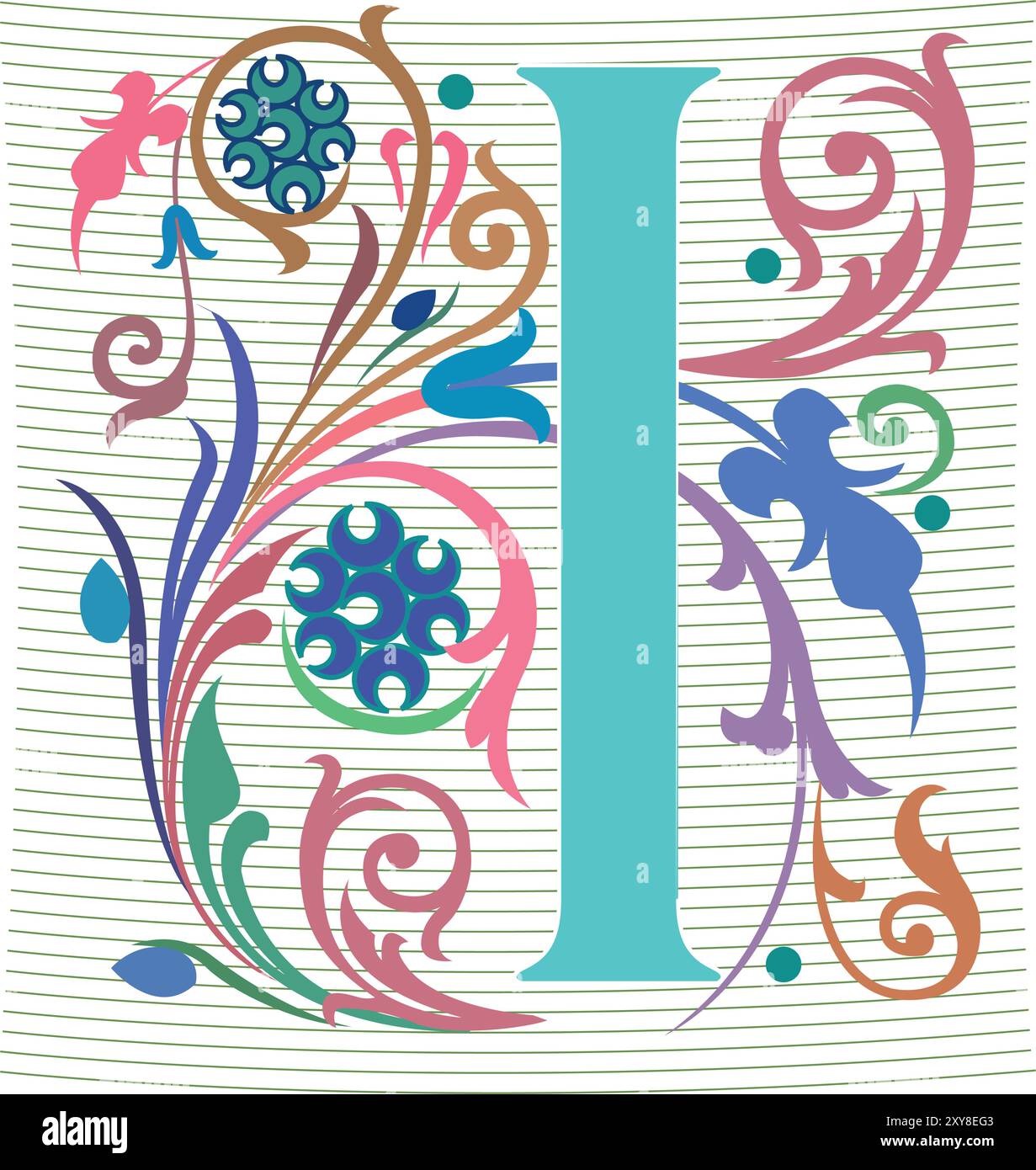 Art Regal Initial Caps Font Capital Letter I vector design illustration ...