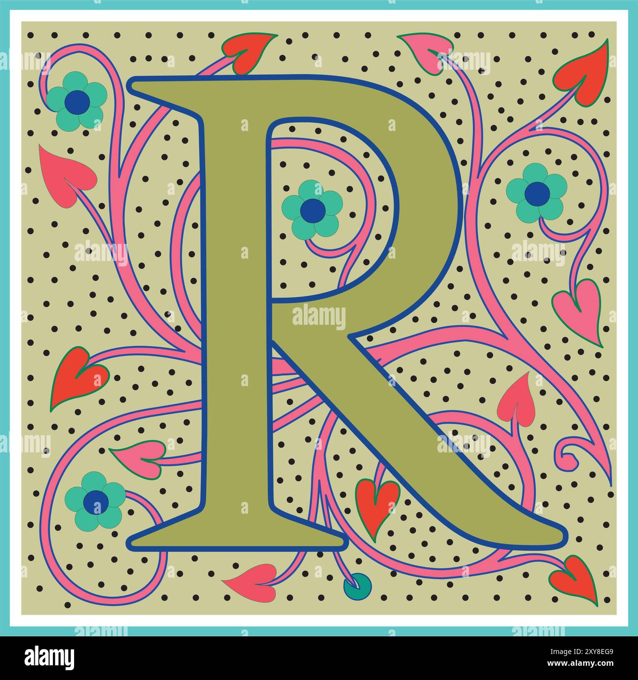 Art Nabel Initial Caps Font Capital Letter R vector design illustration ...