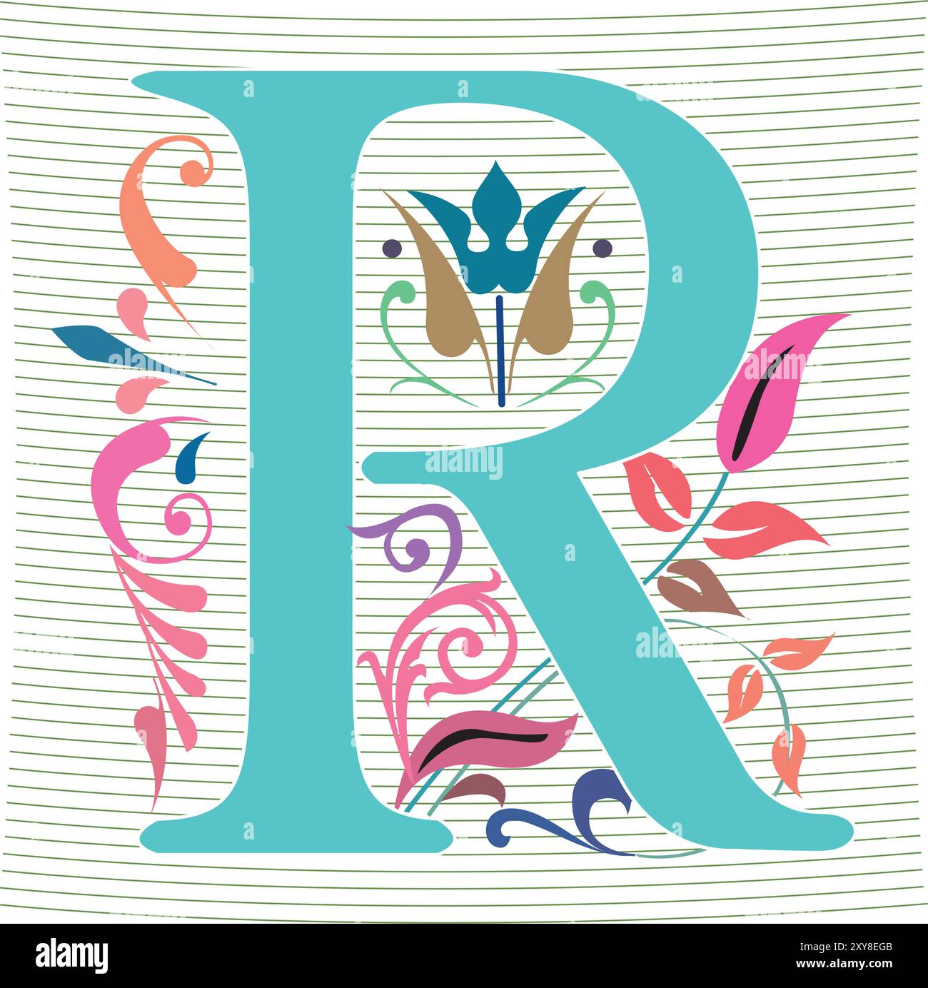Art Regal Initial Caps Font Capital Letter R vector design illustration ...