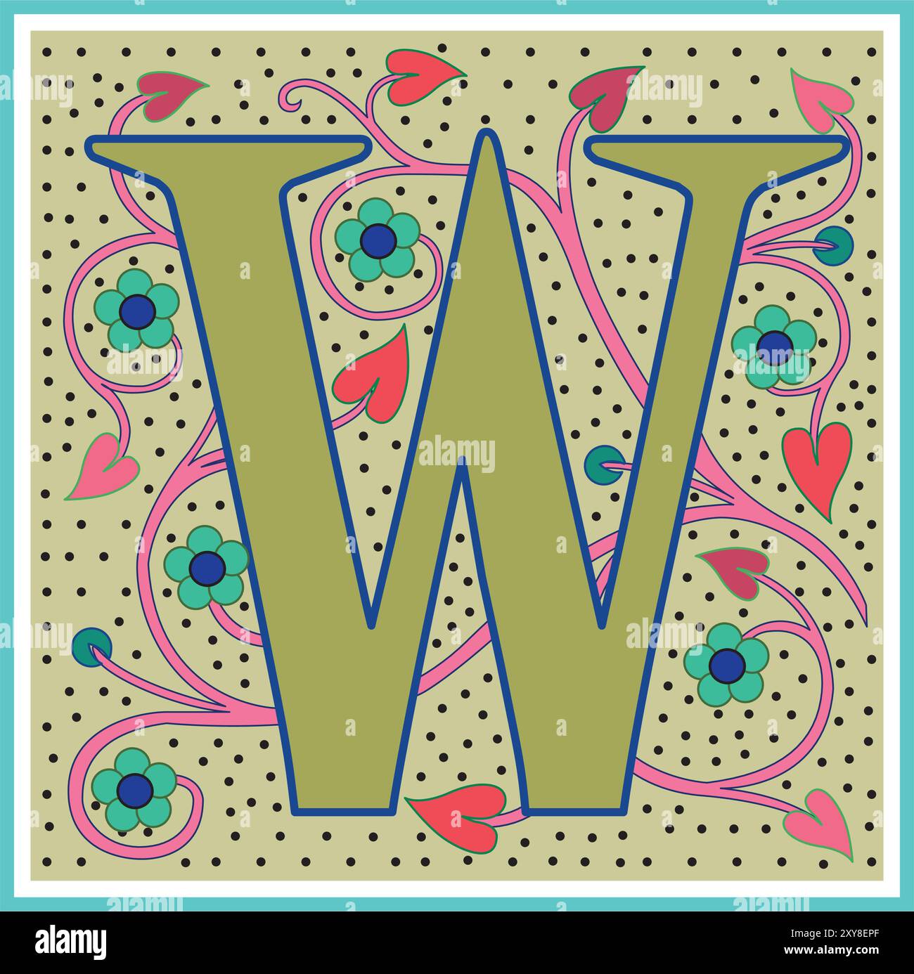 Art Nabel Initial Caps Font Capital Letter W vector design illustration ...