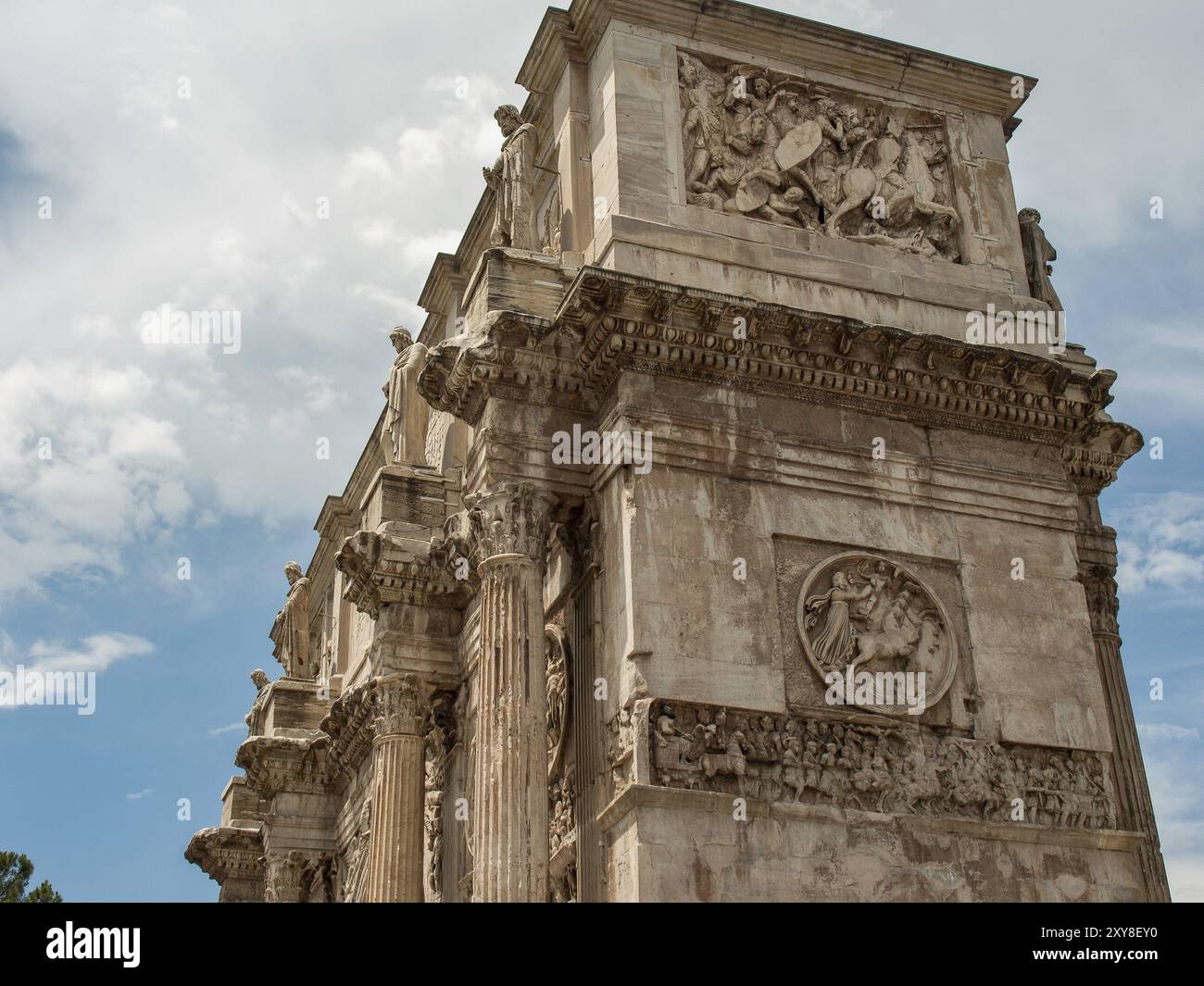 Close-up of the upper part of the Arch of Constantine with ornate ...