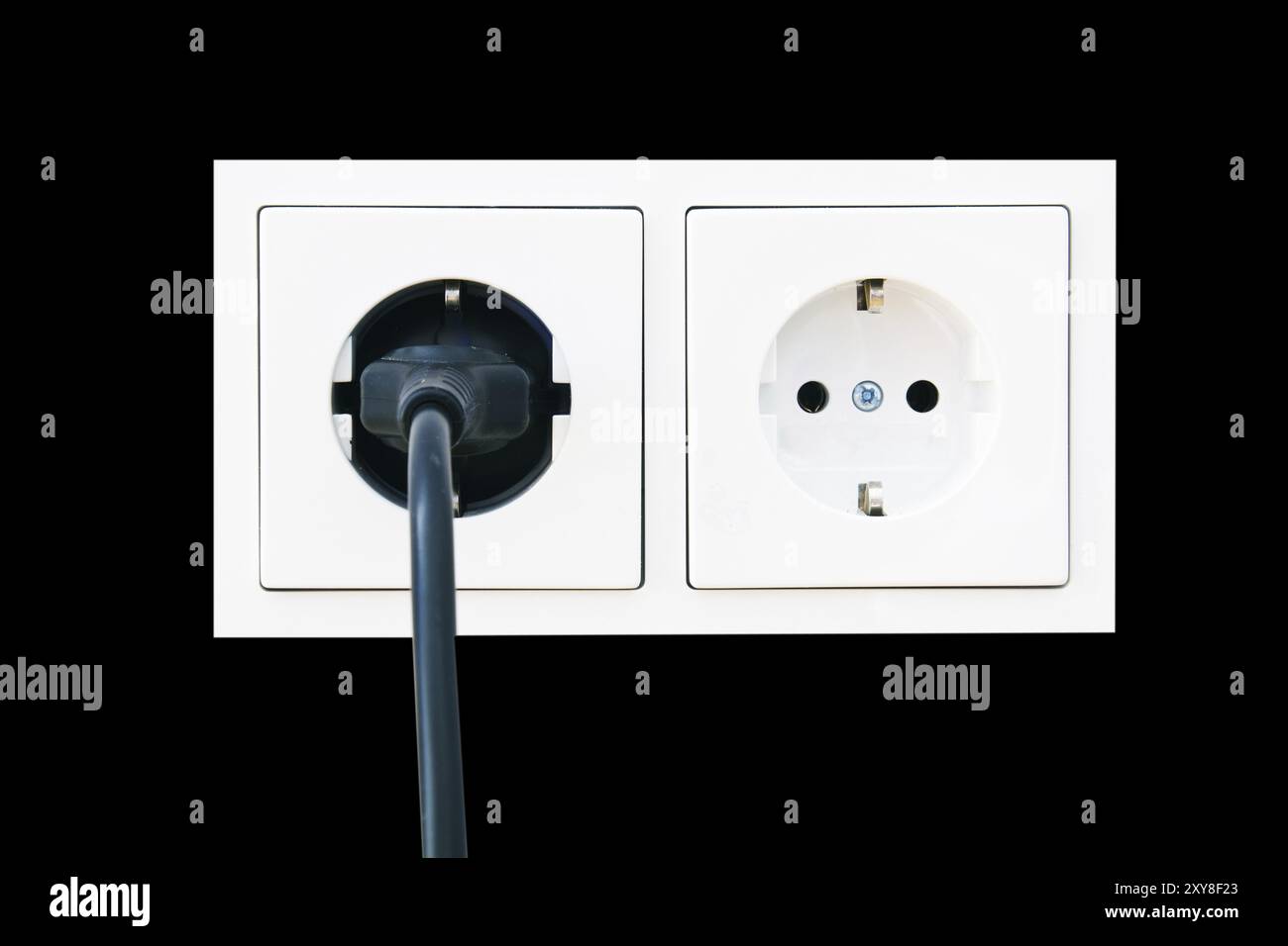Double socket outlet with black background Stock Photo - Alamy