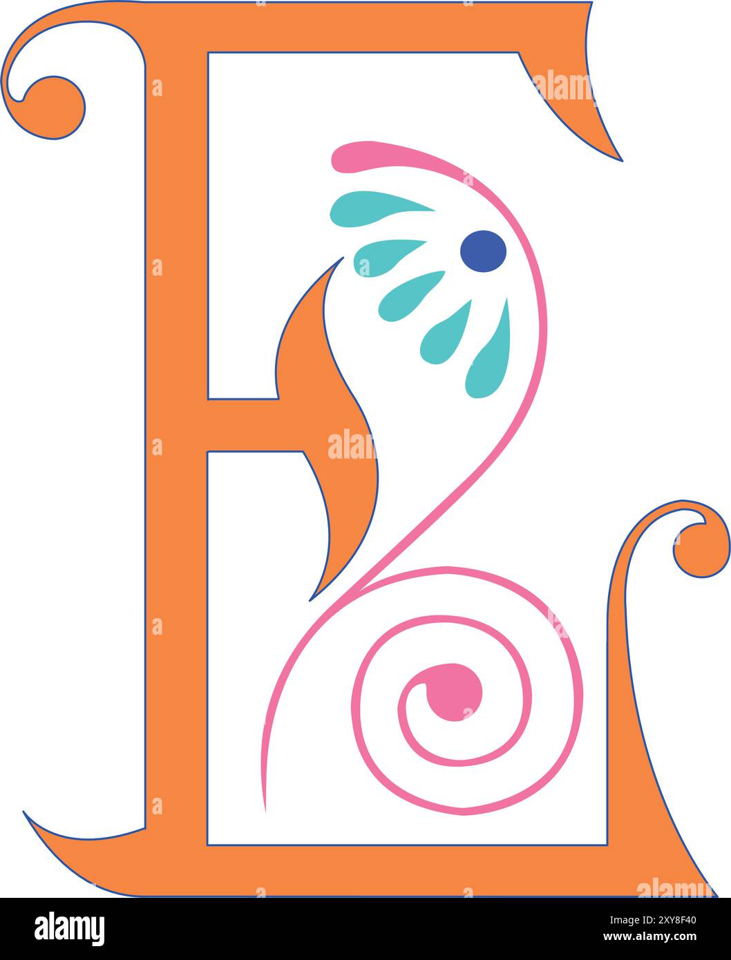 Art Spring Initial Caps Font Capital Letter E vector design ...