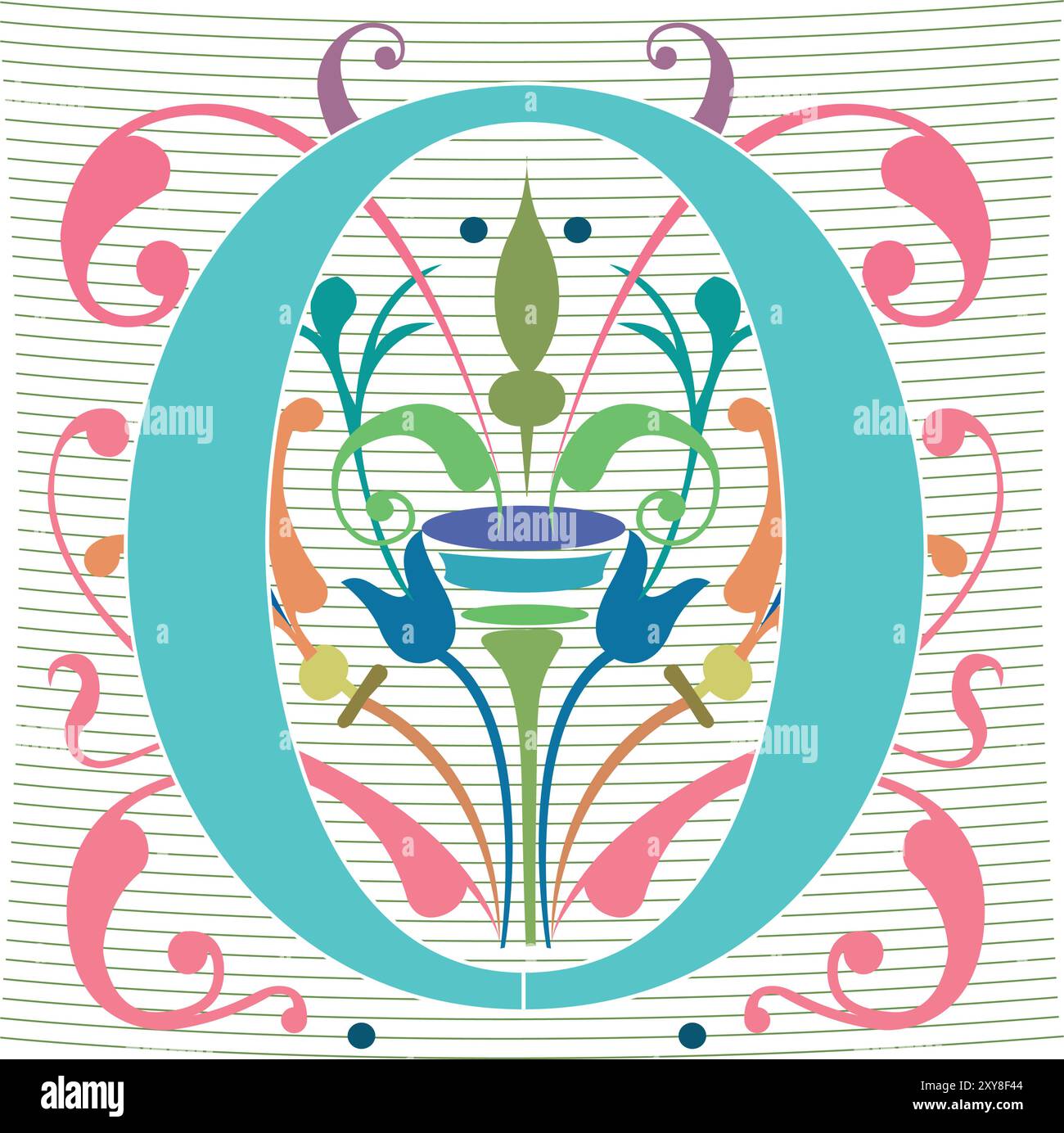 Art Regal Initial Caps Font Capital Letter O vector design illustration ...