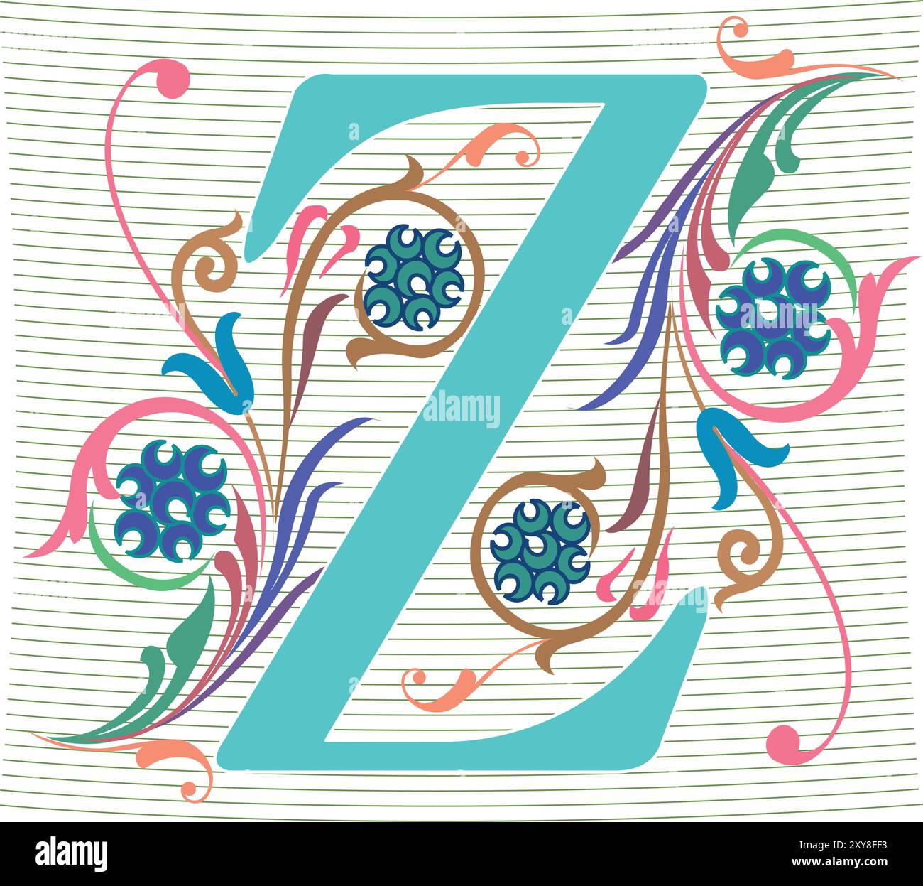 Art Regal Initial Caps Font Capital Letter Z vector design illustration ...