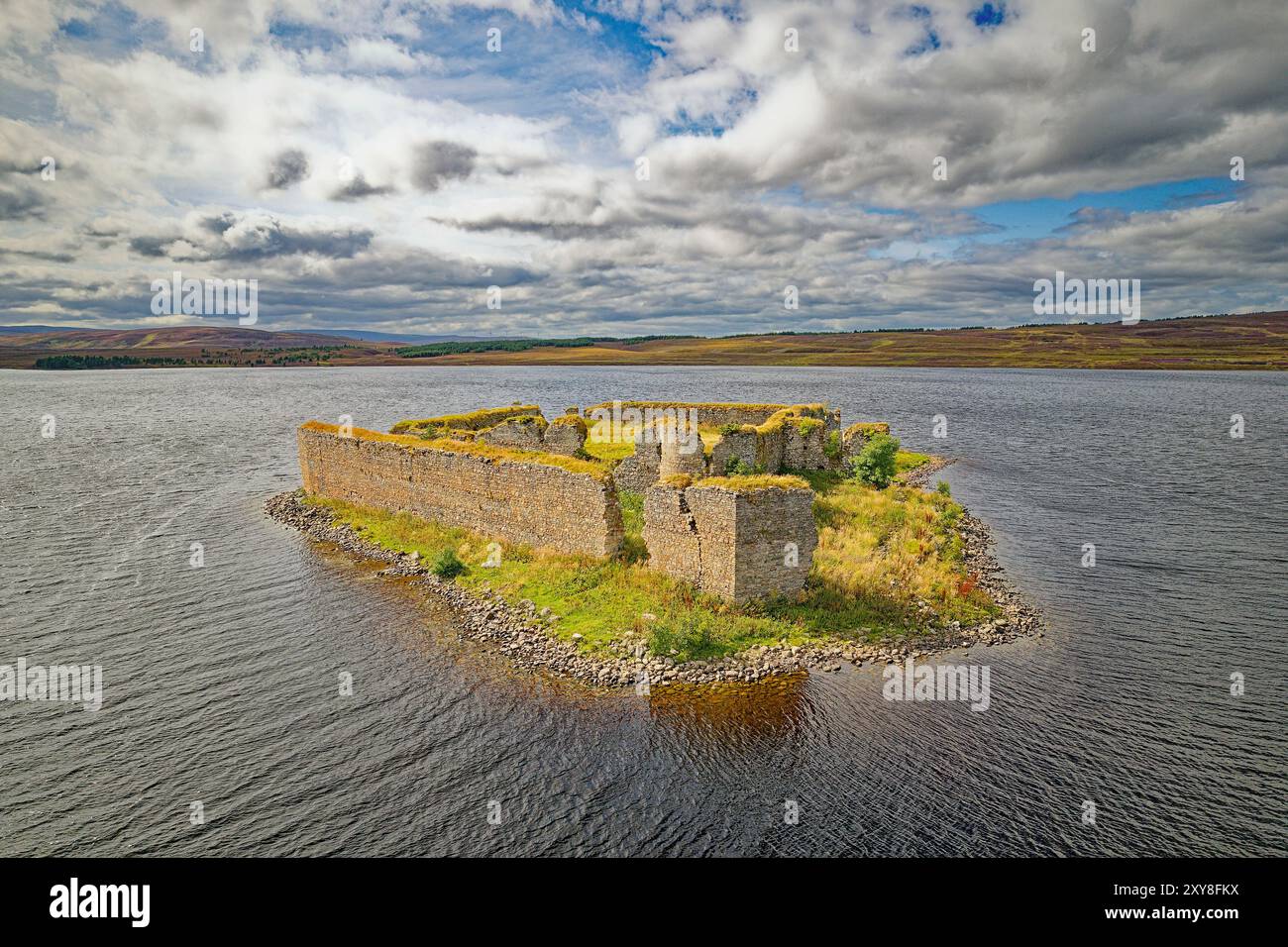 Lochindorb Loch late summer the medieval Lochindorb Castle in the ...