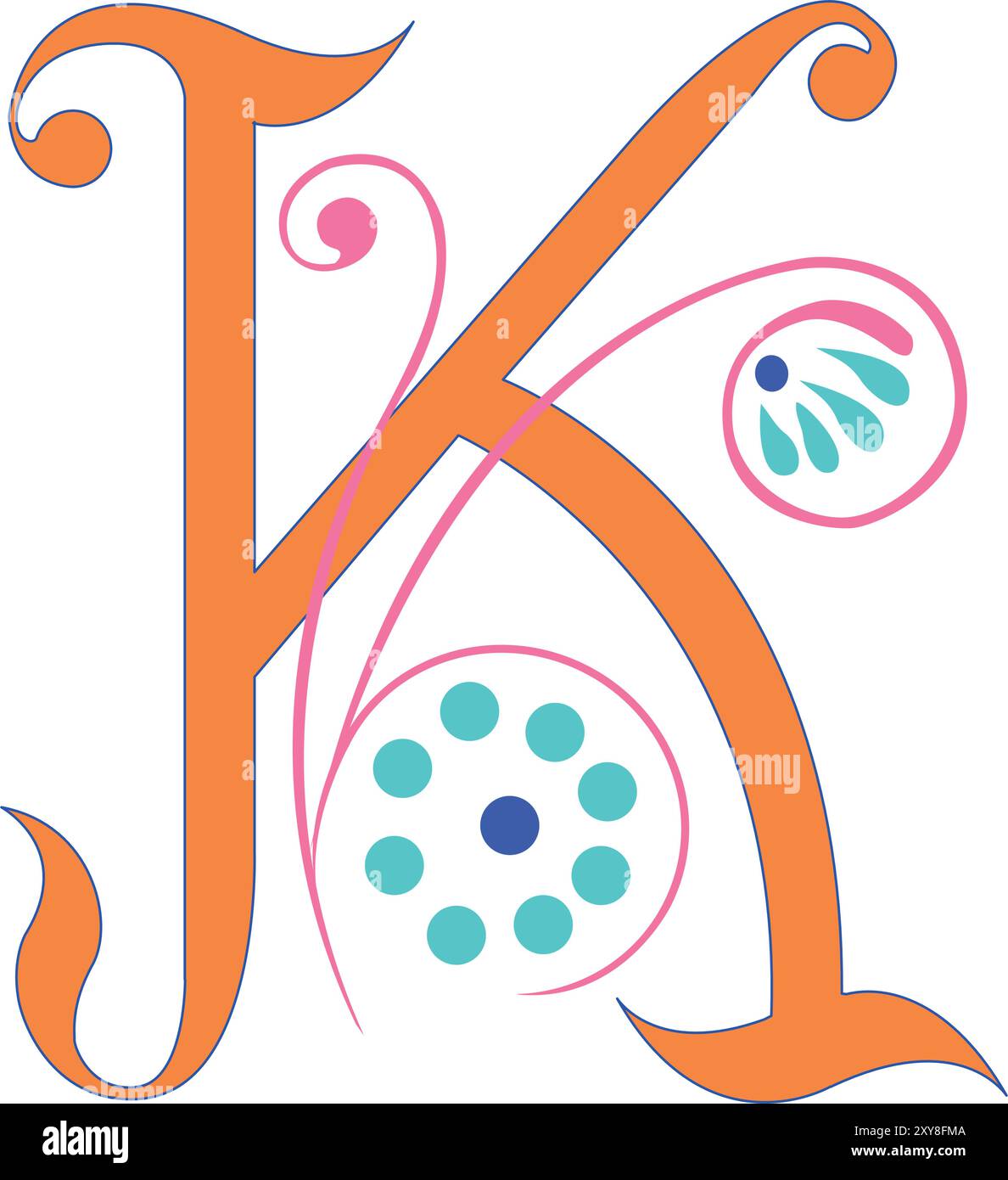 Art Spring Initial Caps Font Capital Letter K vector design ...
