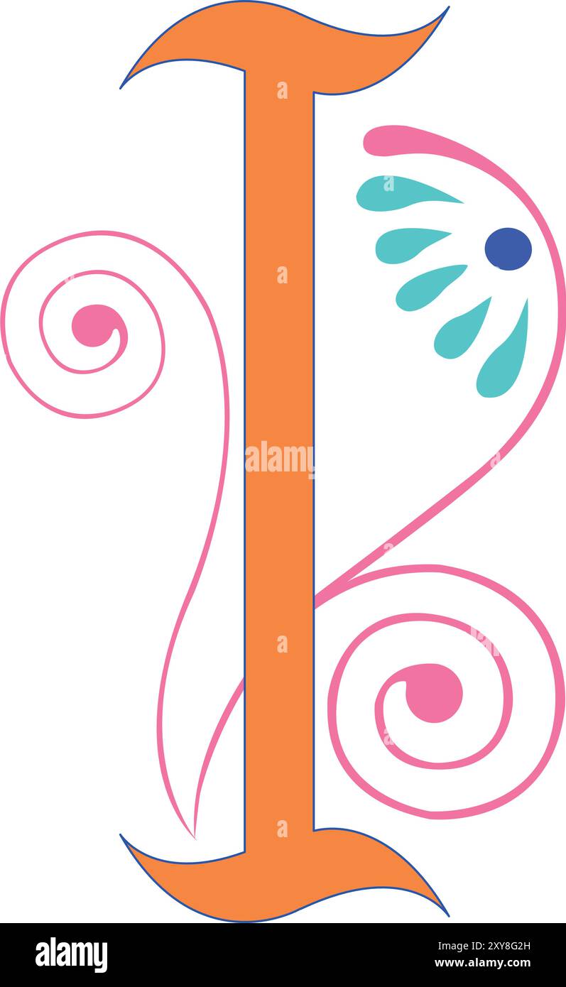 Art Spring Initial Caps Font Capital Letter I vector design ...