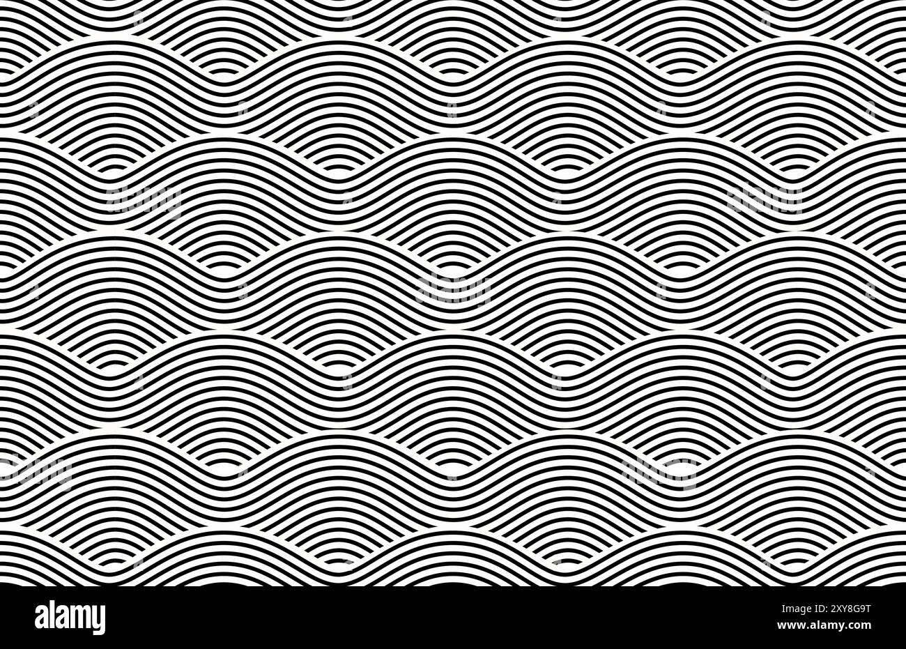 Wave seamless texture, black lines on white background. Vector Stock ...
