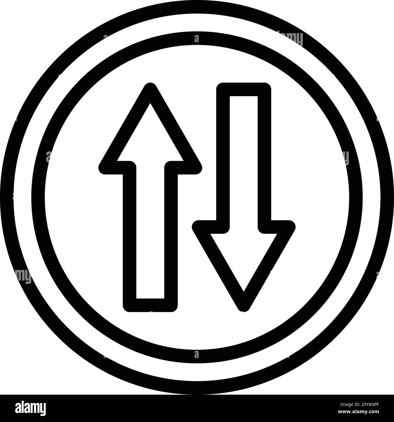 Two way road symbol Black and White Stock Photos & Images - Alamy
