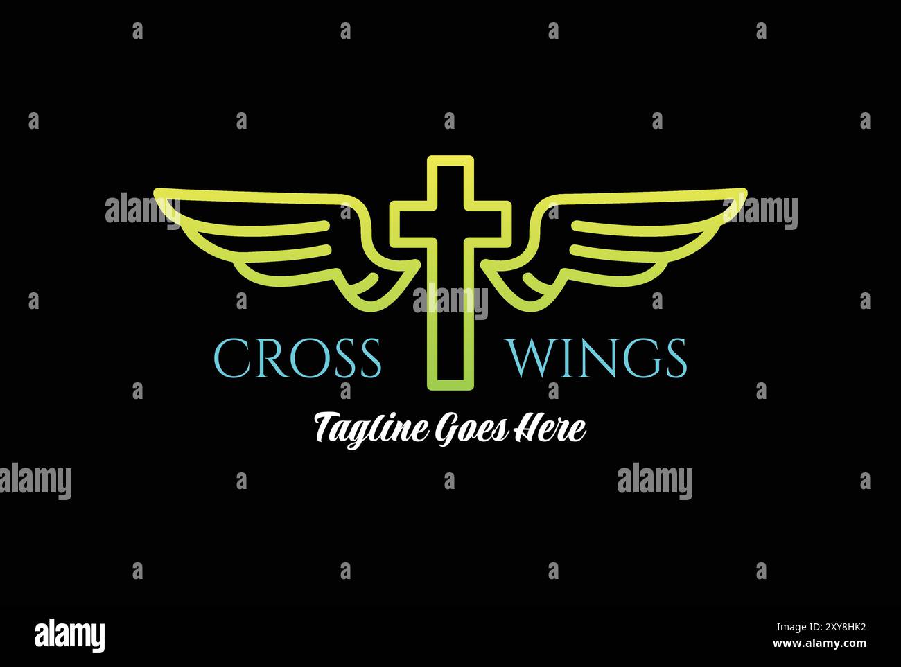 Simple Minimalist Christian Catholic Jesus Cross with Wings Monogram ...