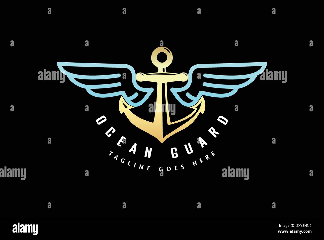 Golden Anchor Hook with Wings for Ocean Sail Nautical Guard or Yacht ...