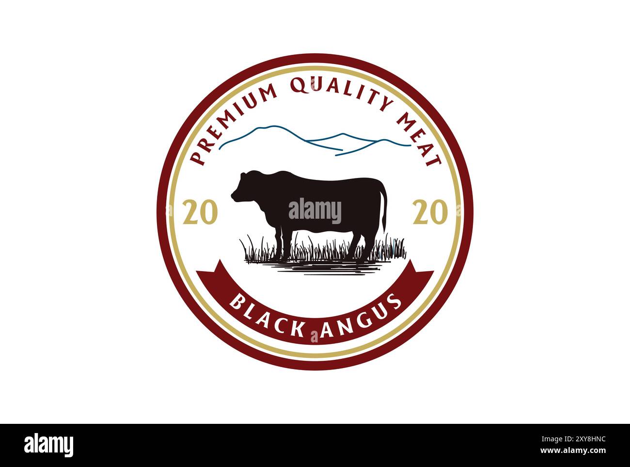 Vintage Black Angus Cow Cattle Farm Livestock for Beef Badge Emblem Label Logo Design Vector ...