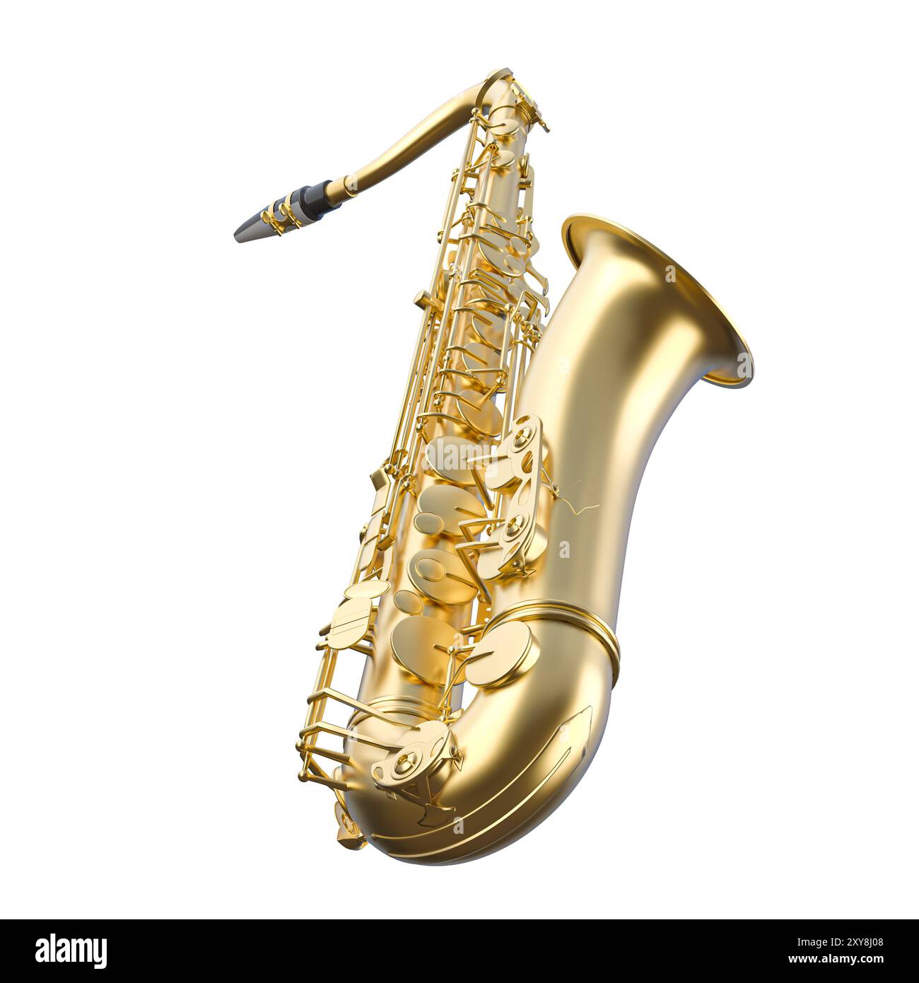 Golden saxophone isolated on transparent background 3d Stock Photo - Alamy