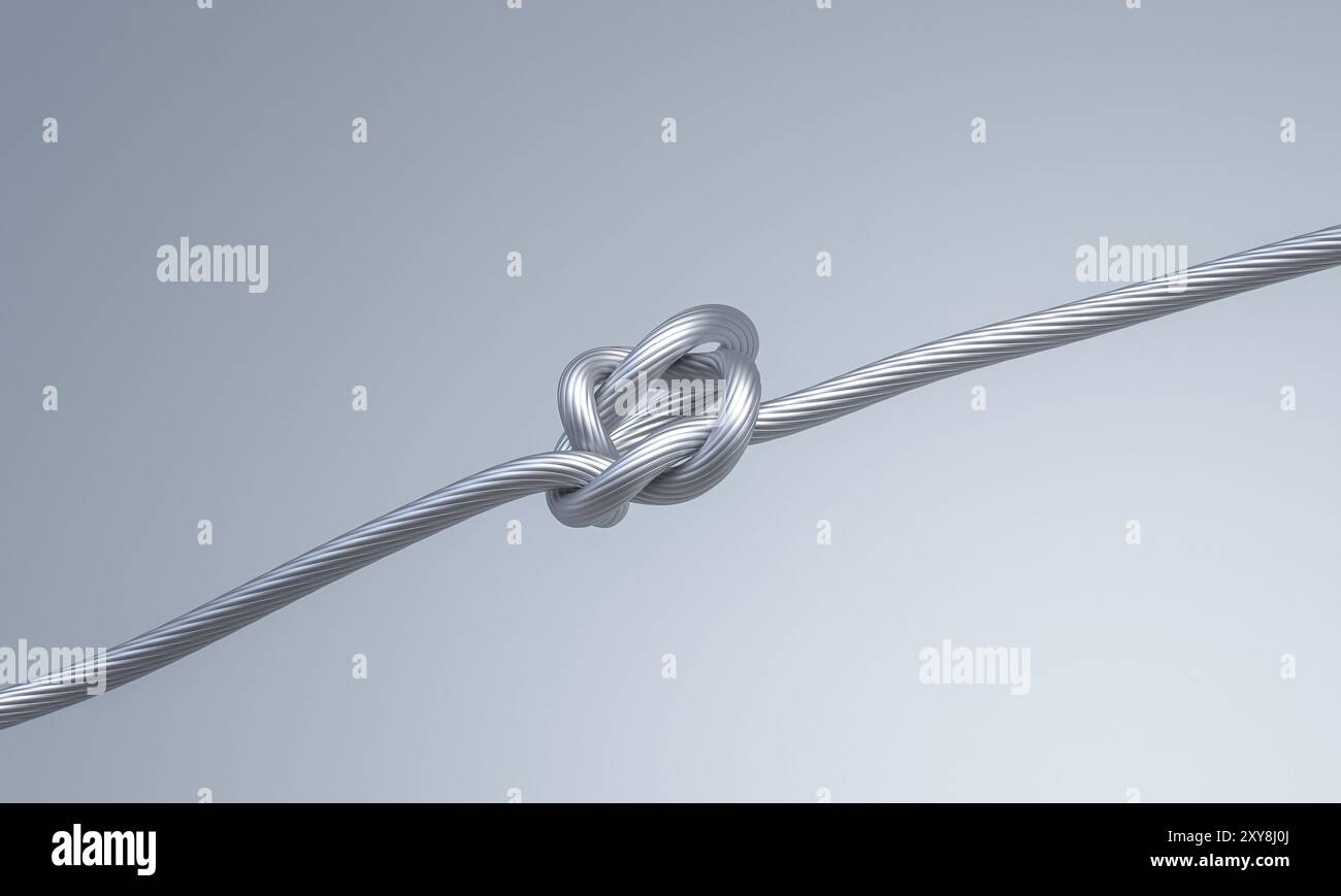 steel cable forming a knot gradient background 3d Stock Photo - Alamy