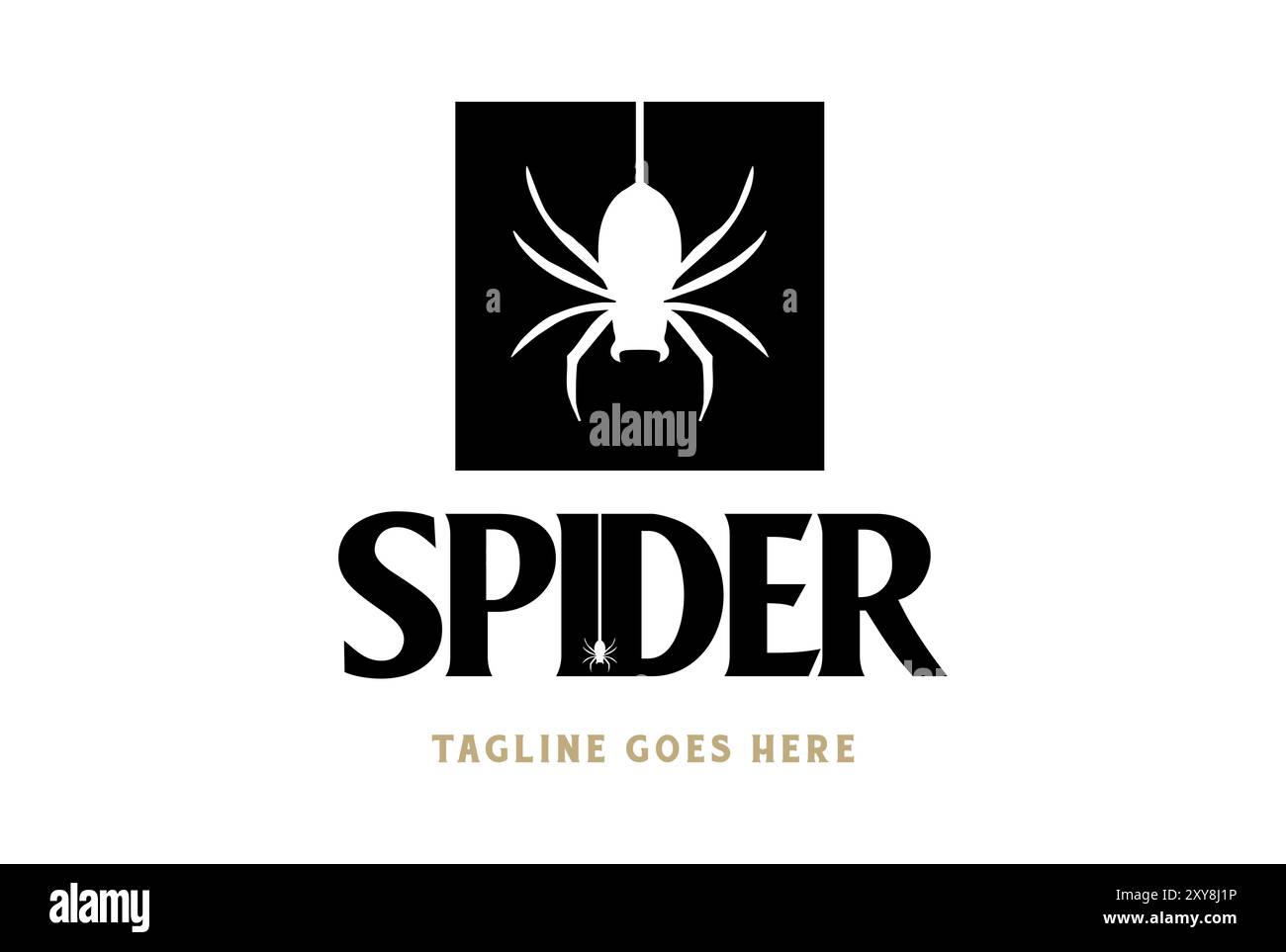 Black Hanging Spider Widow Tarantula Silhouette Logo Design Vector ...