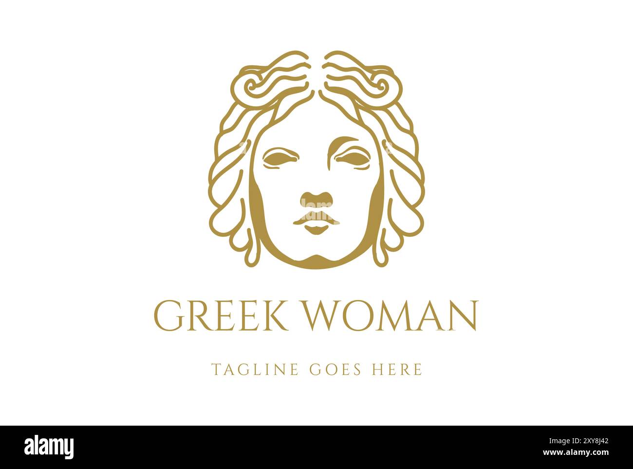 Luxury Beauty Greek Woman Girl Lady Goddess Head Face Hair Logo Design ...