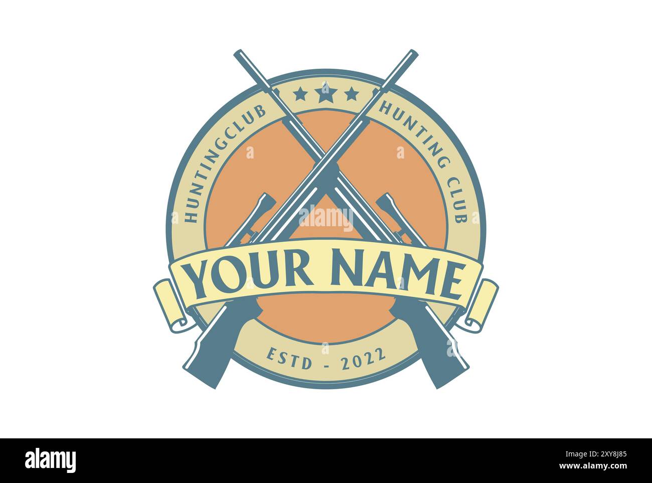 Circular Crossed Guns Badge Emblem Label for Wildlife Hunting Club Logo ...