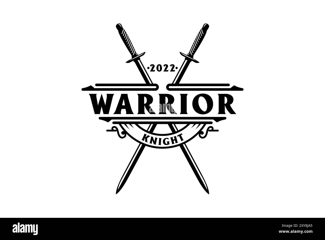 Retro Vintage Crossed Sword Saber Blade Badge Emblem for Warrior Knight ...