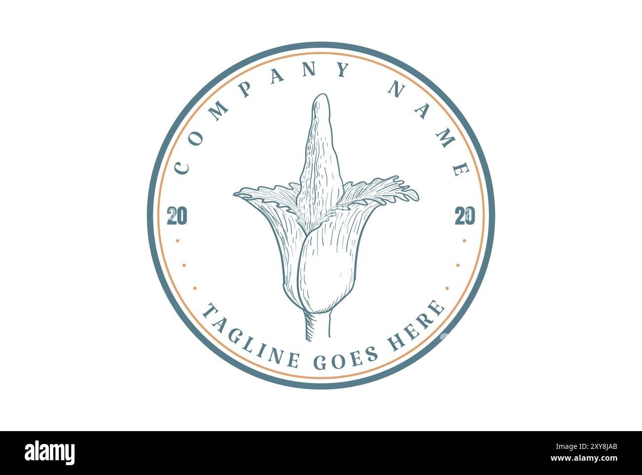 Vintage Retro Hand Drawn Corpse Flower Badge Emblem Label Logo Design ...