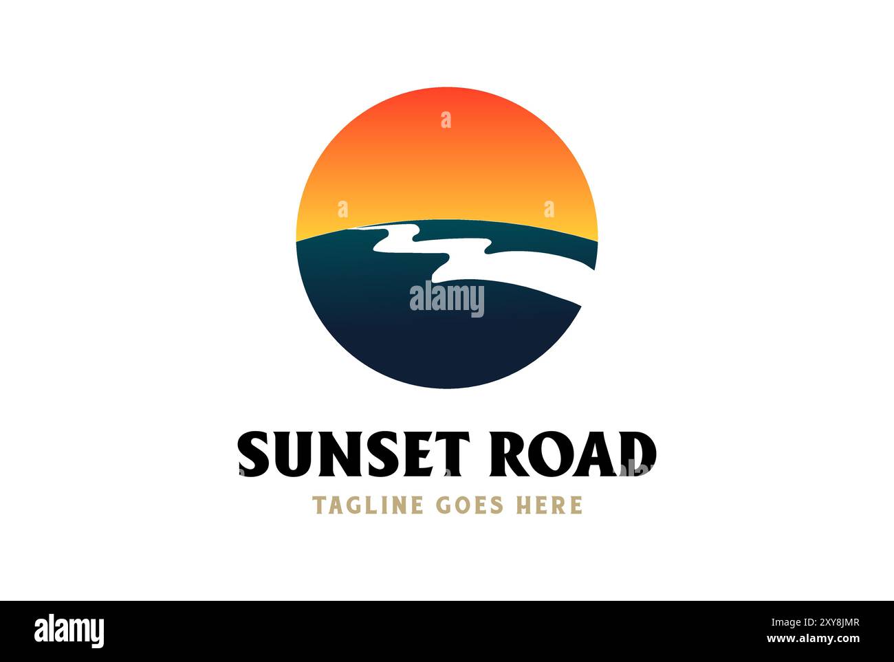 Simple Minimalist Sunset Sunrise Road Street or River Creek Logo Design ...