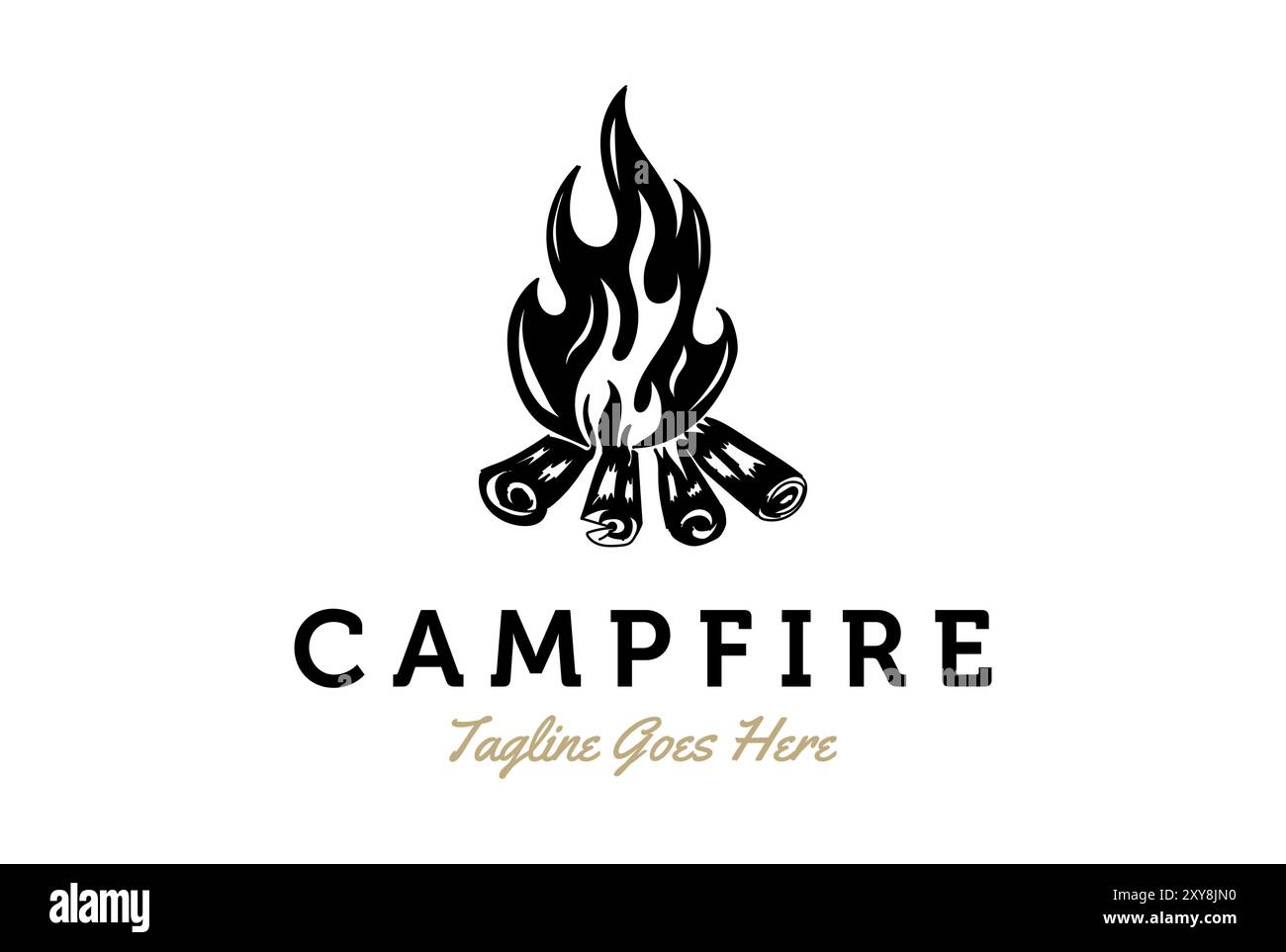 Retro Vintage Bonfire Campfire or Wood Fire Flame Logo Design Vector ...