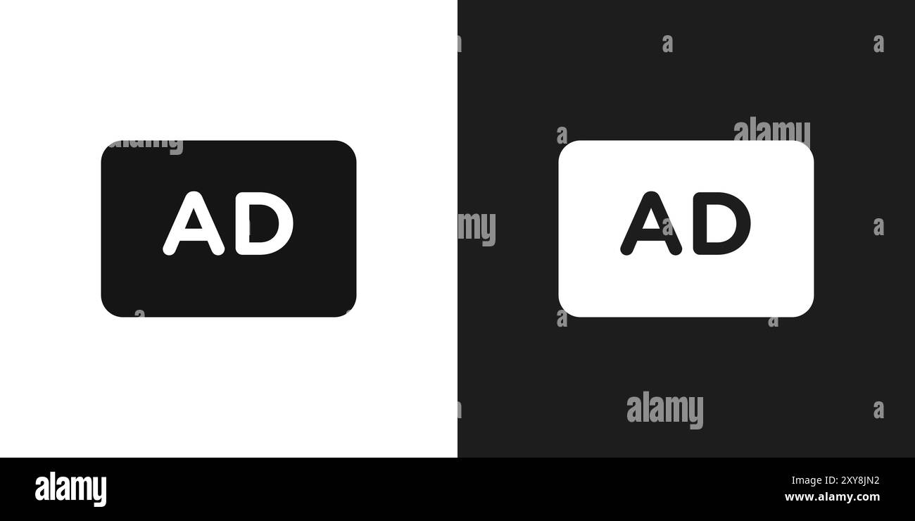 Ad icon logo sign vector outline in black and white color Stock Vector ...