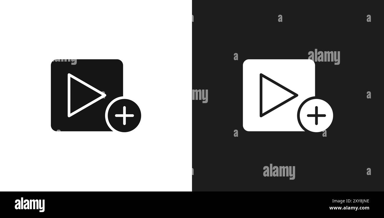 Add Video icon logo sign vector outline in black and white color Stock ...
