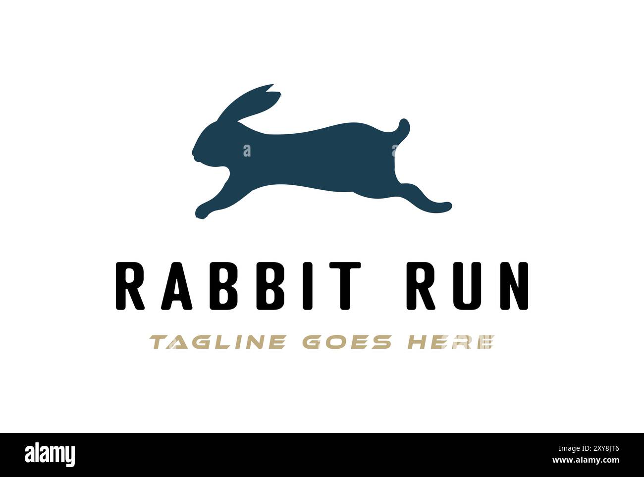 Jumping Running Fast Rabbit Silhouette Logo Design Vector Stock Vector ...