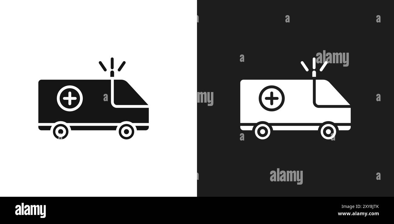 Ambulance icon logo sign vector outline in black and white color Stock ...