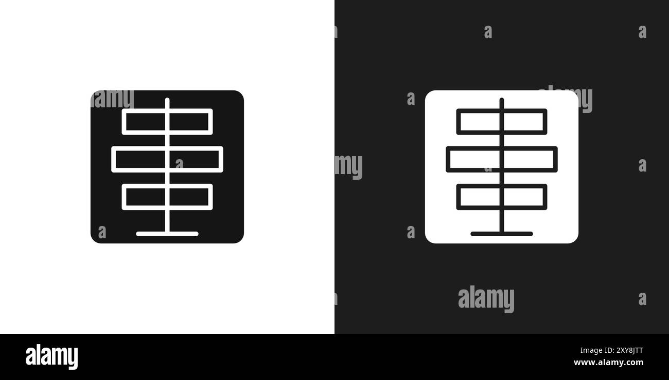 Align center icon logo sign vector outline in black and white color ...