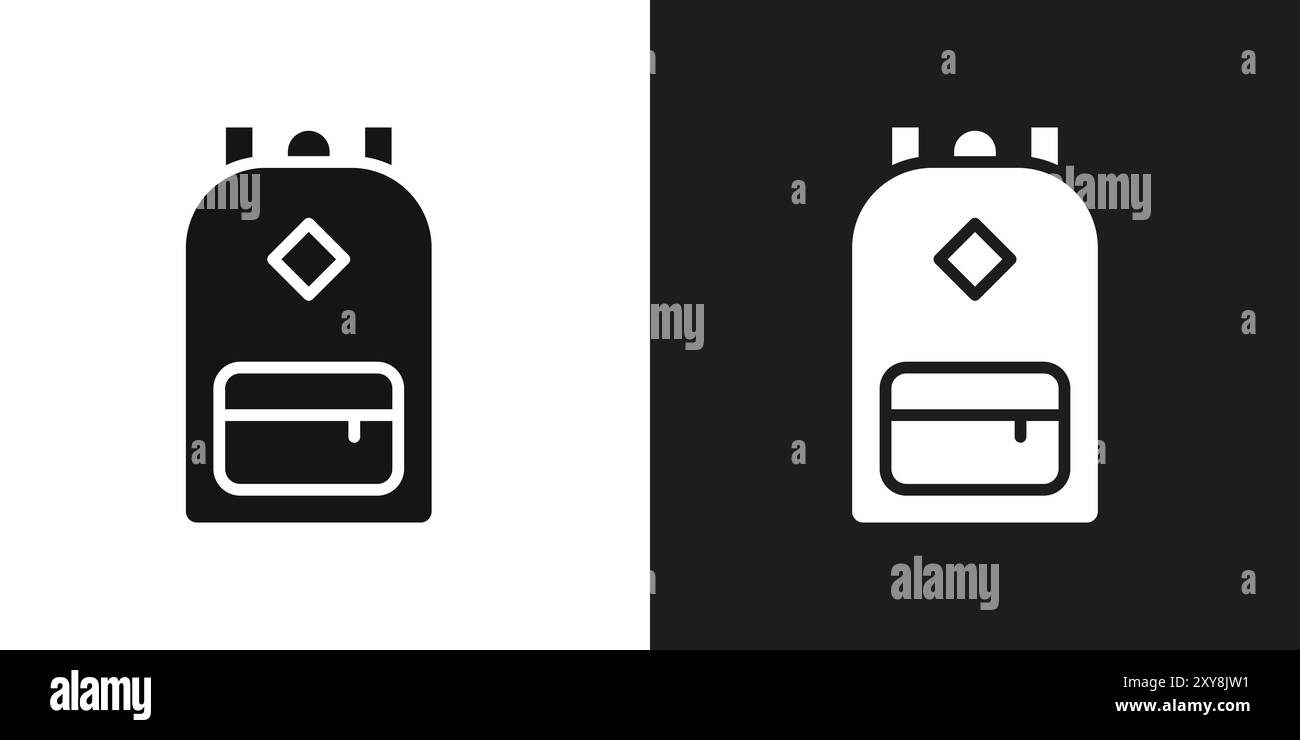 Backpack icon logo sign vector outline in black and white color Stock ...