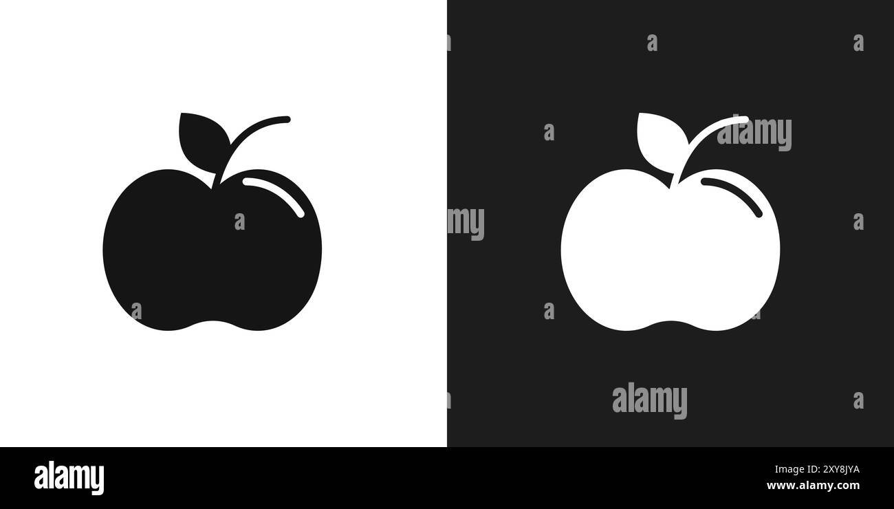 Apple icon logo sign vector outline in black and white color Stock ...