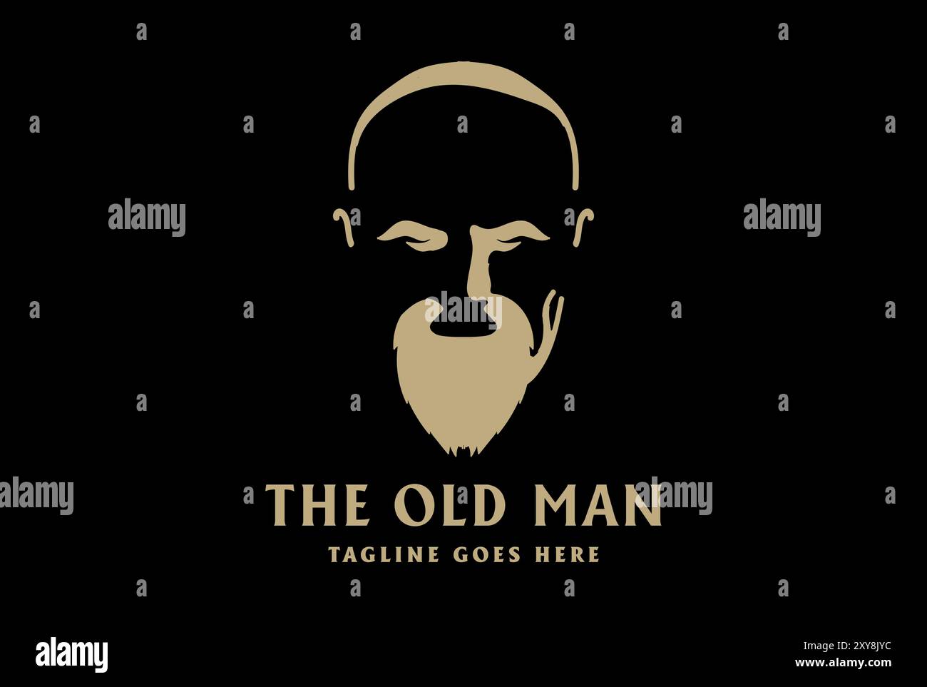 Simple Minimalist Old Man Head Silhouette with Mustache Logo Design ...