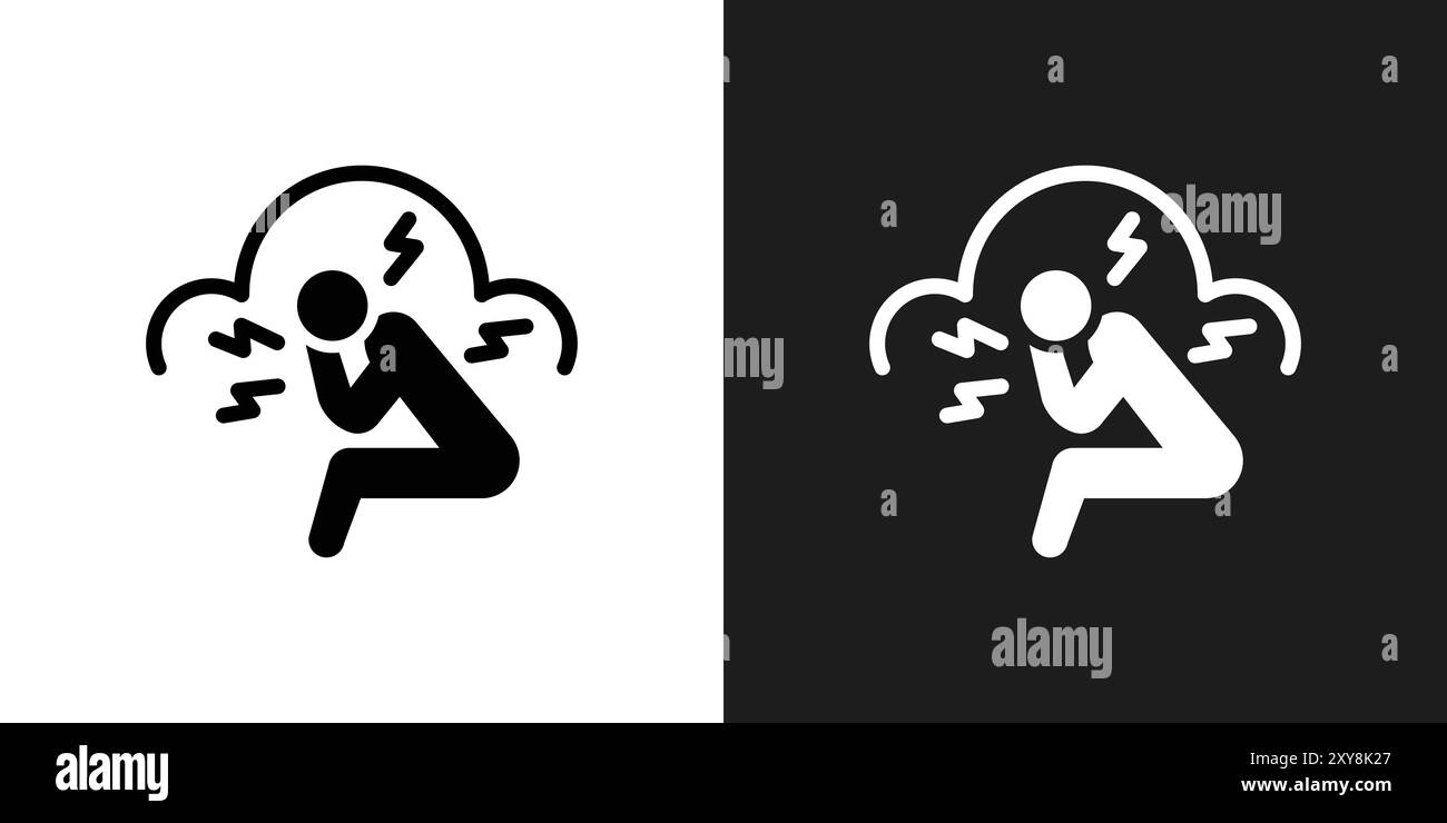 Anxiety or stress icon logo sign vector outline in black and white ...