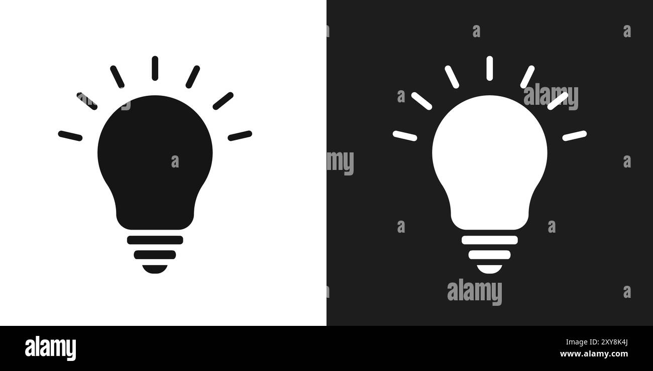 Bulb icon logo sign vector outline in black and white color Stock ...