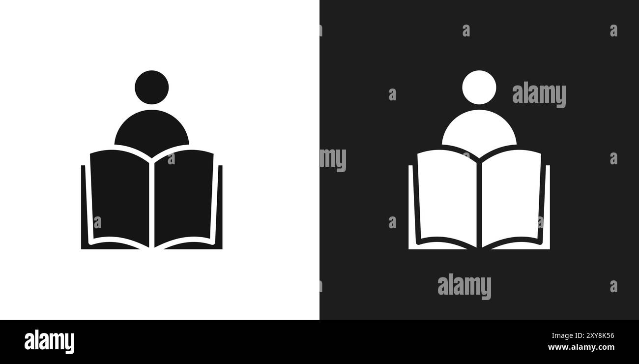 Book open reader icon logo sign vector outline in black and white color ...