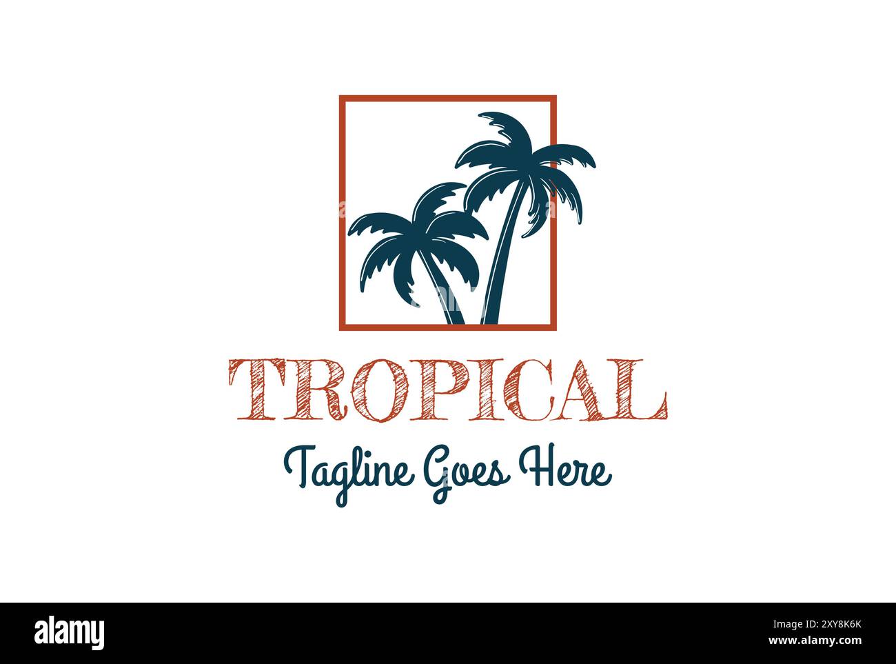 Simple Minimalist Square frame with Coconut Palm Trees for Tropical ...