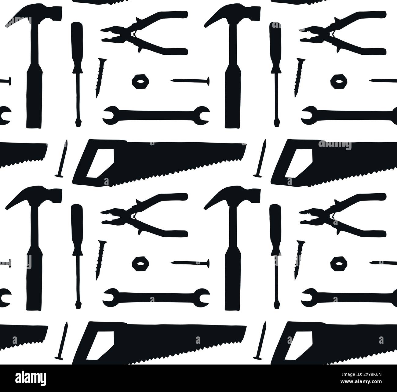 Vector seamless pattern of hand drawn instruments silhouette isolated ...