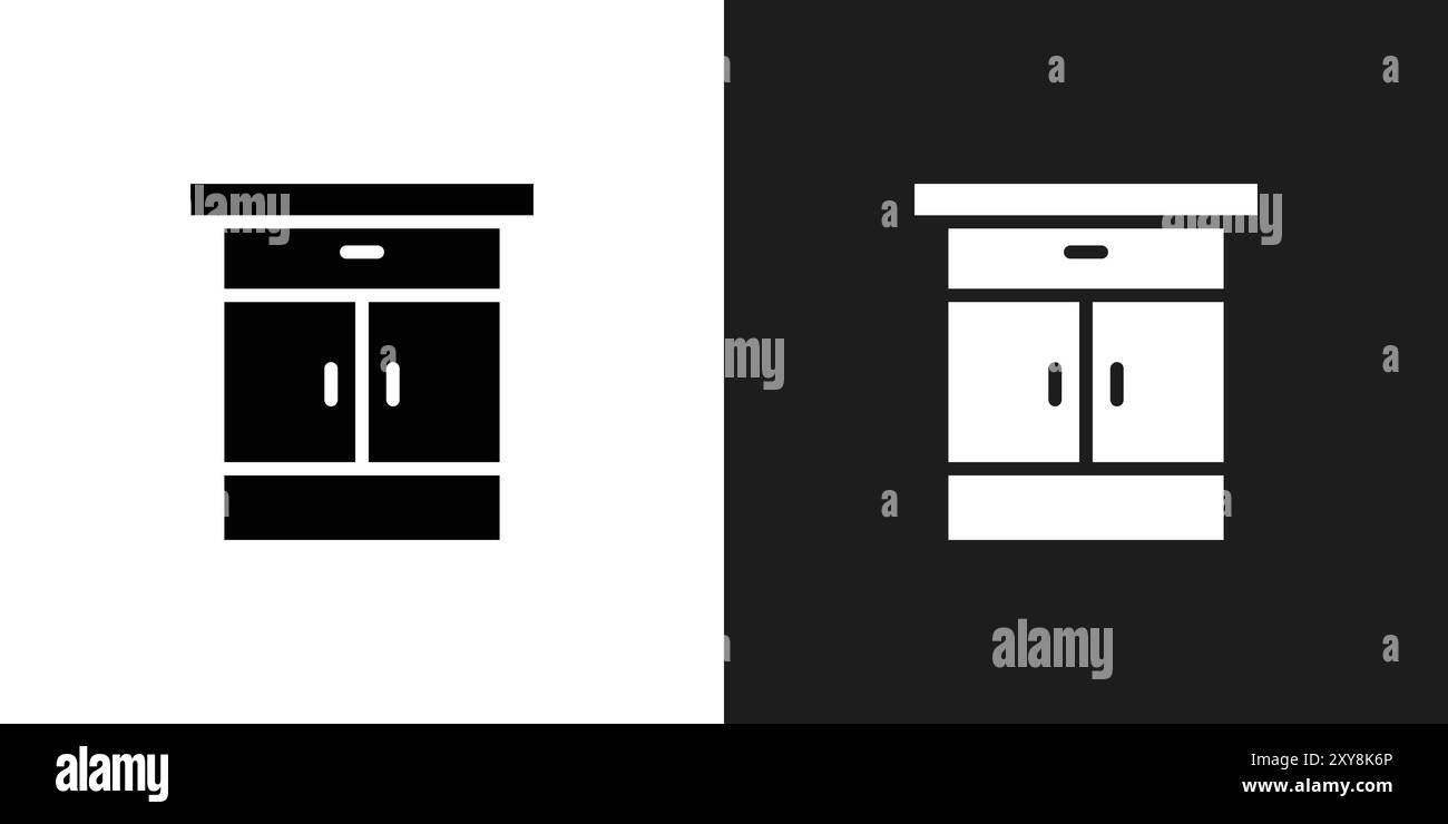 Cabinet icon logo sign vector outline in black and white color Stock ...
