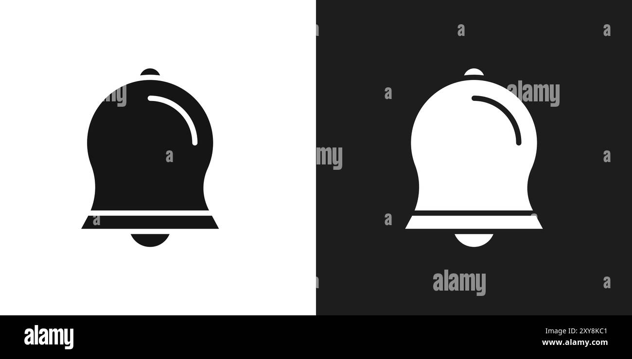 Bell ring icon logo sign vector outline in black and white color Stock ...