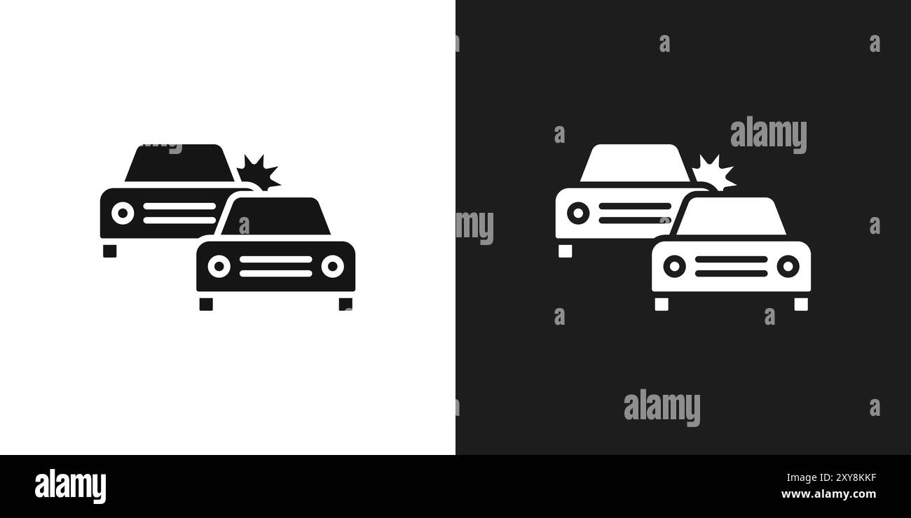 Car crash icon logo sign vector outline in black and white color Stock ...