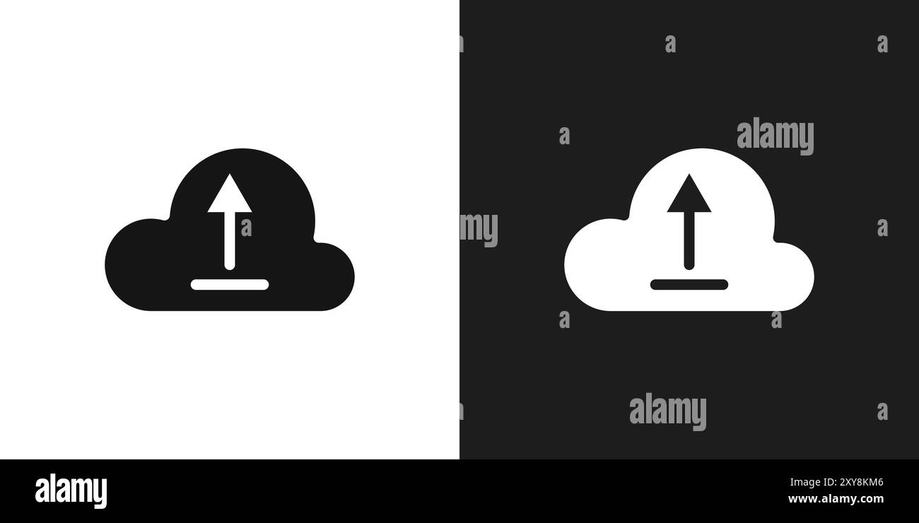 Cloud upload icon logo sign vector outline in black and white color Stock Vector Image & Art - Alamy